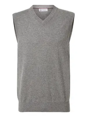 Brunello Cucinelli Cashmere V-neck Vest - Grey