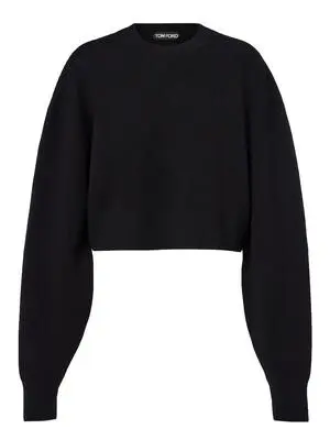 TOM FORD Cropped Wool And Cashmere-blend Sweater - Black