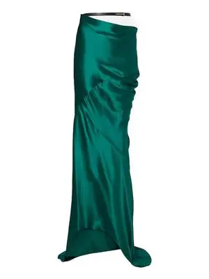 TOM FORD Belted Silk Satin Maxi Skirt - Green