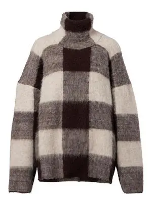 Proenza Schouler Kai Checked Alpaca-blend Turtleneck Sweater - Brown