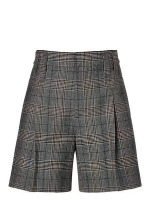 Brunello Cucinelli Checked Virgin Wool Shorts - Grey