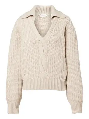 Magda Butrym Cable-knit Cashmere Sweater - Beige