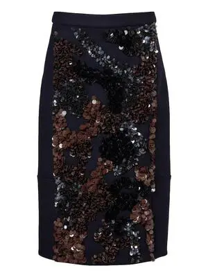 Plan C Sequined Wool-blend Midi Skirt - Black
