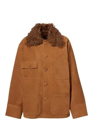 Plan C Oversized Leather Jacket - Brown