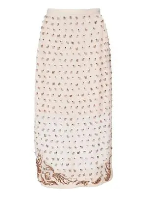 Dries Van Noten Embellished Sheer Midi Skirt - Pink