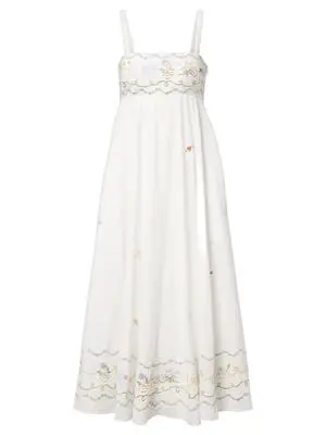 ALEMAIS Alémais Giulia Embroidered Maxi Dress - White