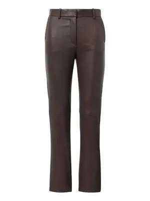 JOSEPH Coleman Slim Leather Pants - Brown