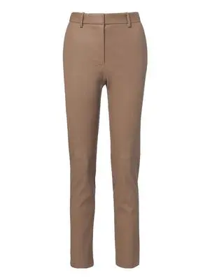 JOSEPH Coleman Slim Leather Pants - Brown