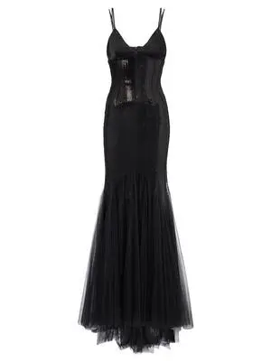 David Koma Sequined Tulle And Satin Gown - Black