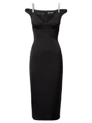 David Koma Crystal-embellished Satin Midi Dress - Black