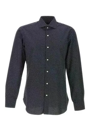 BARBA NAPOLI Patterned Cotton Shirt - Blue