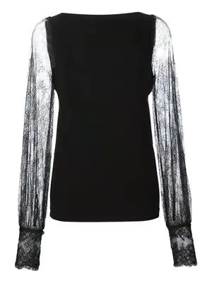 Plein Sud Sheer Lace Sleeve Blouse - Black