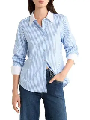 FAVORITE DAUGHTER Striped Cuffed Statement Shirt