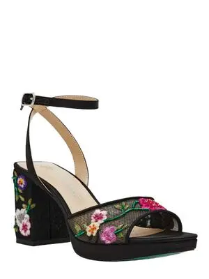 Betsey Johnson Kenni Ankle Strap Platform Sandal - Black Multi Floral