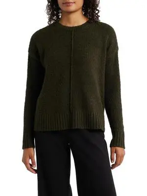 Eileen Fisher Crewneck Organic Cotton & Wool Blend Sweater - Woodland