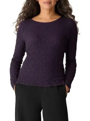 Eileen Fisher Long Sleeve Organic Cotton Crewneck Top - Aubergine