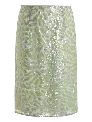 16Arlington Elice Lace Sequinned Midi Skirt - Green