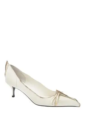 Prada Exposed Seam Kitten Heel Pumps - Talco