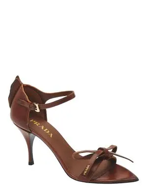 Prada Exposed Seam Ankle Strap Sandal Cacao