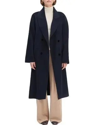 FAVORITE DAUGHTER The Luca Wool-blend Double-breasted Coat - Navy