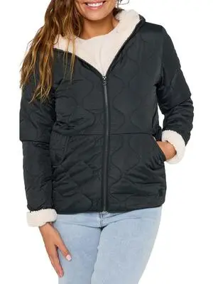Rip Curl Quilted Hooded Jacket - Noir