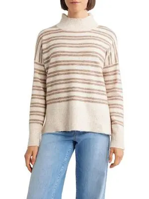 HATLEY Striped Mock Neck Sweater - Cream