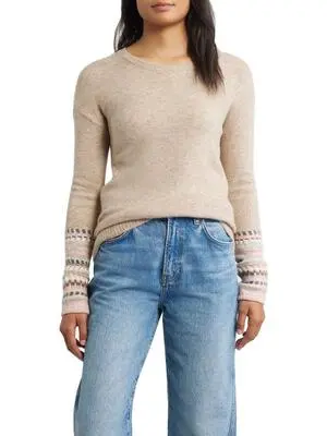 HATLEY Fair Isle Mélange Crewneck Sweater - Oatmeal