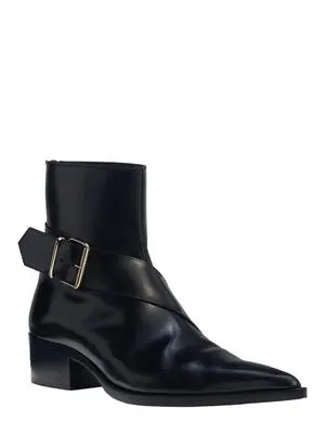 Alexander McQueen Pointed Toe Buckled Boots - Black