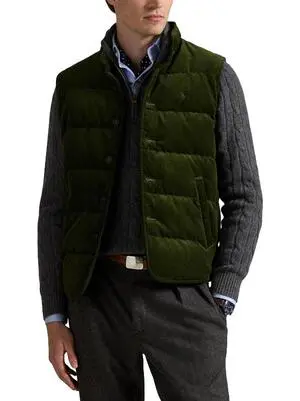 Polo Ralph Lauren 12 Wale Corduroy Down Puffer Vest - Country Olive X