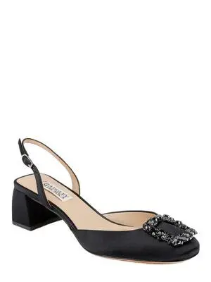 Badgley Mischka Vivia Slingback Pump Black Satin