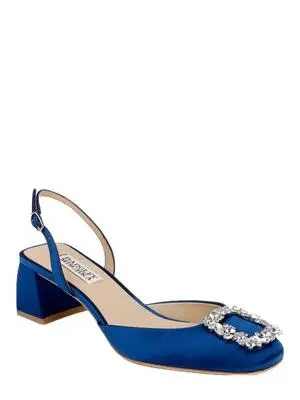 Badgley Mischka Vivia Slingback Pump Blue Satin