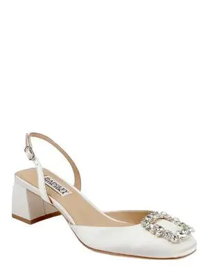 Badgley Mischka Vivia Slingback Pump Ivory Satin