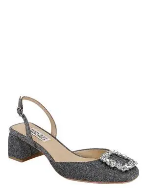 Badgley Mischka Vivia Slingback Pump Pewter Glitter