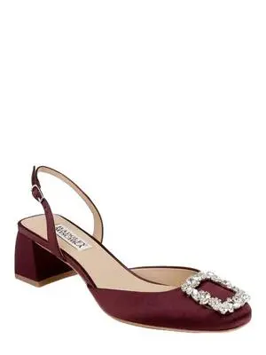 Badgley Mischka Vivia Slingback Pump Wine Satin