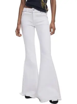 Desigual Flare Leg Jeans - Light Beige