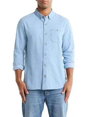 ROARK Scholar Organic Cotton Chambray Button-down Shirt Bleached