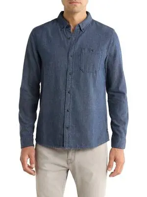 ROARK Scholar Organic Cotton Chambray Button-down Shirt Mid Indigo