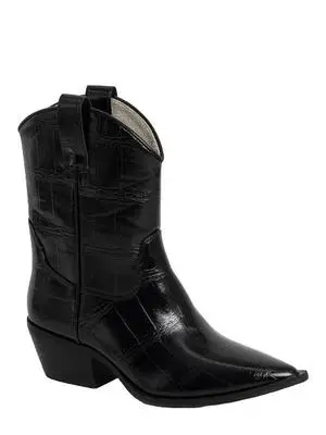 SHU SHOP Zouzou Western Boots - Black Croco