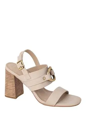 SHU SHOP Block Heel Slingback Sandals Beige