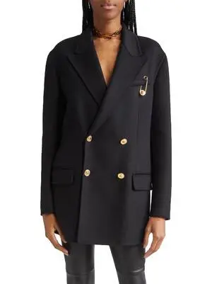Versace Cashmere & Virgin Wool Pea Coat - Black
