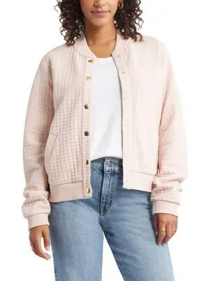Caslon Quilted Cotton Bomber Jacket - Pink Smoke