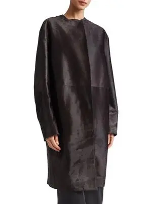 Loulou De Saison Genuine Calf Hair Coat - Coffee