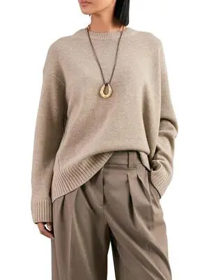 REISS Wool And Cashmere Blend Sweater Stone