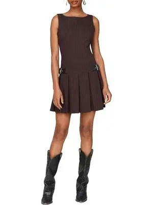 Avec Les Filles Pleated Plaid Mini Dress - Black And Brown Plaid