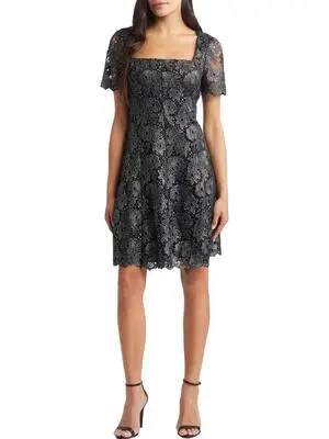 ELIZA J Floral Lace Fit & Flare Dress