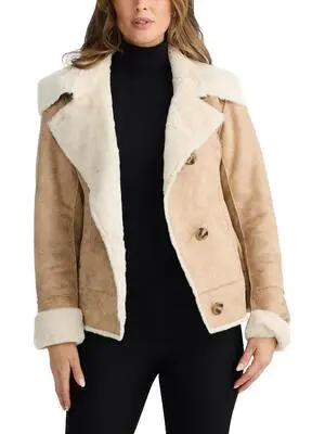 BRAVE+TRUE Haywood Faux Fur & Faux Suede Jacket - Tan