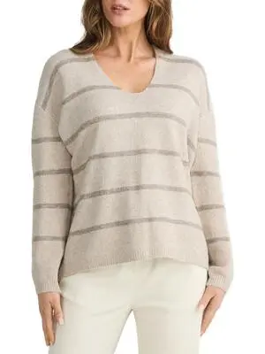BRAVE+TRUE Hallie Stripe Sweater - Taupe/cocoa