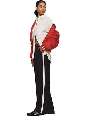 Maeve Faux Leather Track Pants - Black Onyx