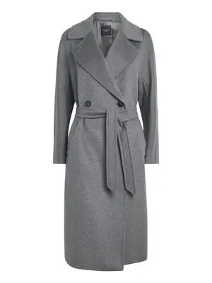 Max Mara Virgin Wool Belted Overcoat - Grey