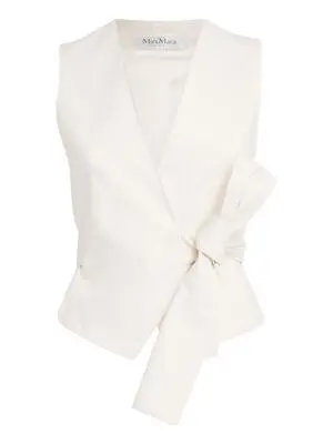 Max Mara Cotton-blend Tie-front Waistcoat - White
